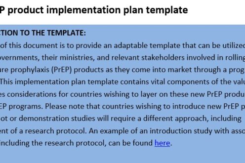PrEP Product Implementation Plan Template - PrEPWatch