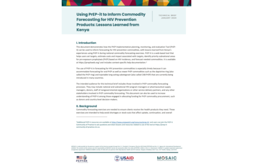 Using PrEP-it for Commodity Forecasting - PrEPWatch