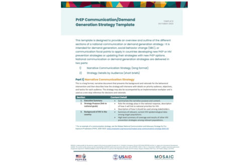 PrEP Communication and Demand Generation Strategy Template - PrEPWatch