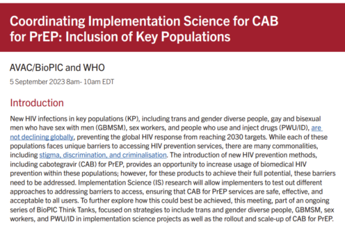 Coordinating Implementation Science for CAB for PrEP: Inclusion of Key ...