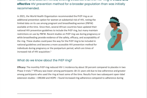 PrEP Ring for Pregnant and Breastfeeding Women: Summary of research findings in eastern and ...