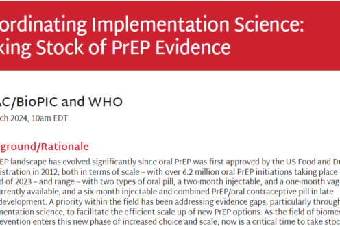 Coordinating Implementation Science: Taking Stock of PrEP Evidence - PrEPWatch