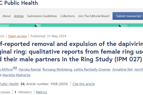 Self-reported Removal and Expulsion of the Dapivirine Vaginal Ring: Qualitative reports from ...