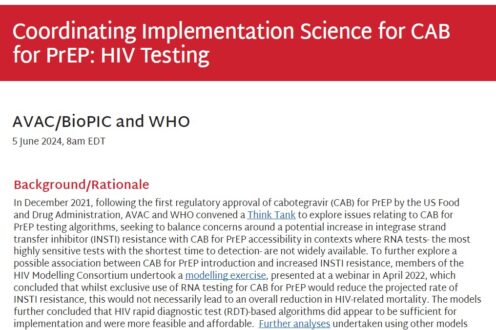 Coordinating Implementation Science for CAB for PrEP: HIV Testing ...